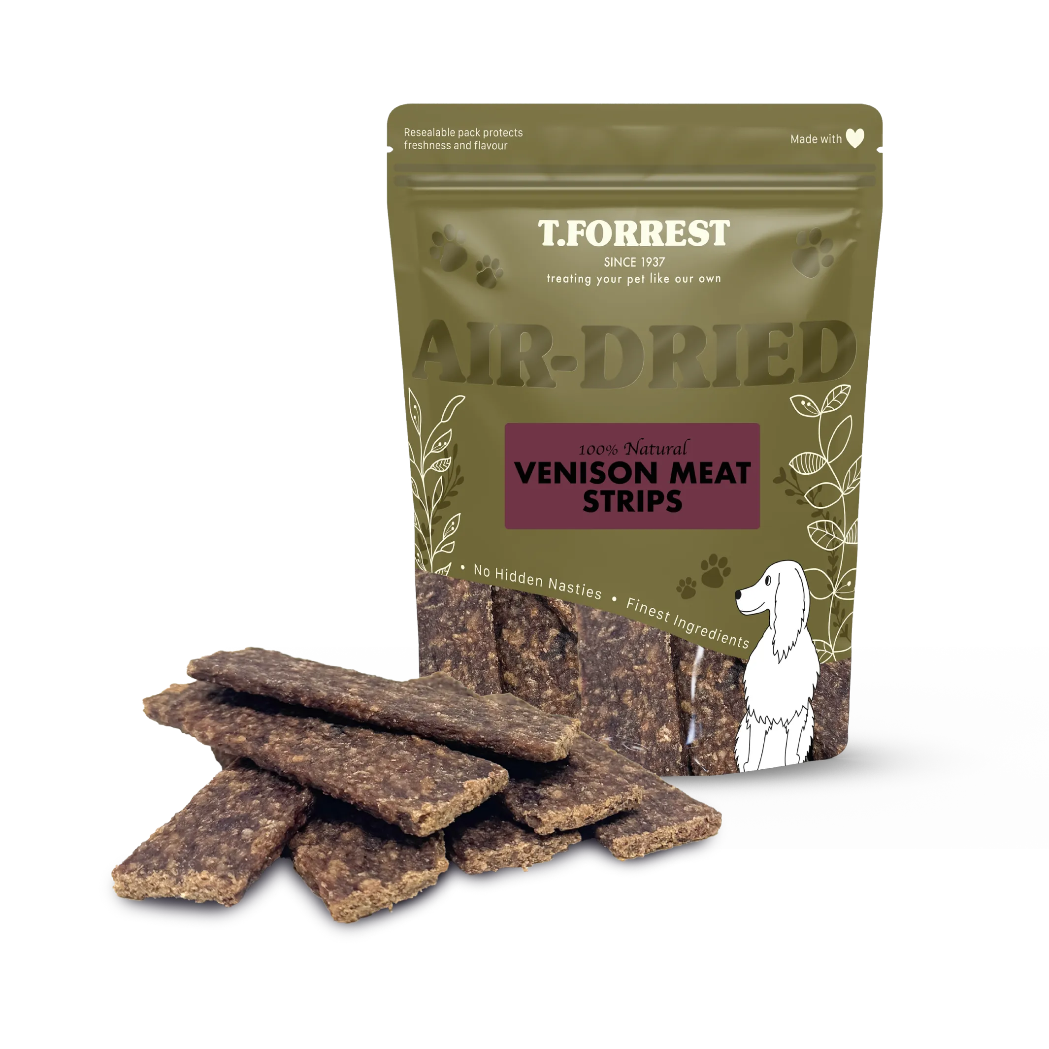 Venison Meat Strips for Dogs | 100% Natural Dog Treats – T.Forrest