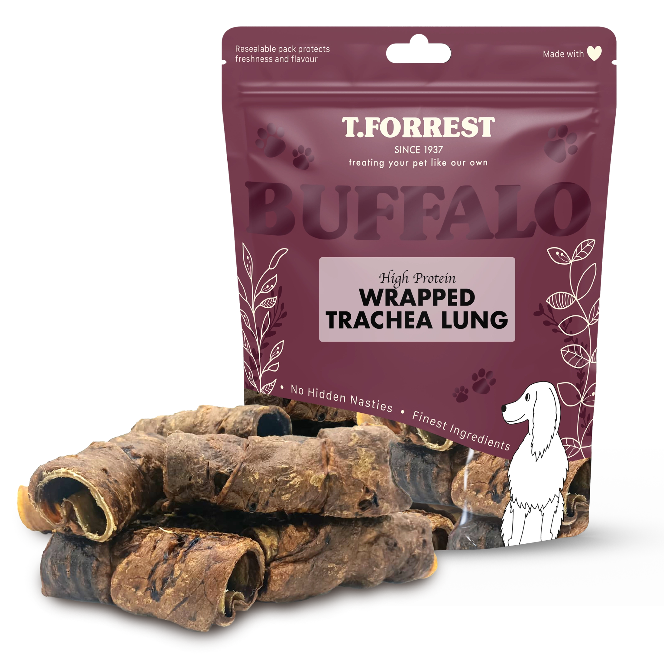 Buffalo Wrapped Trachea Lung | 100% Natural – T.Forrest